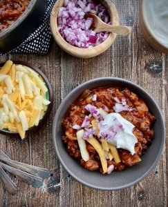 beef and bacon chili with black beans and beer